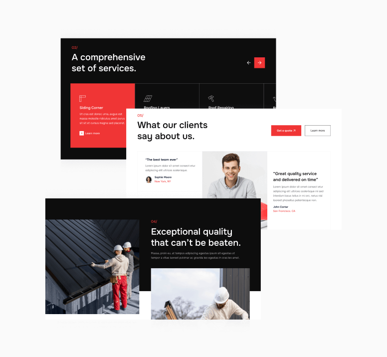 Roofing X Webflow Ecommerce website template