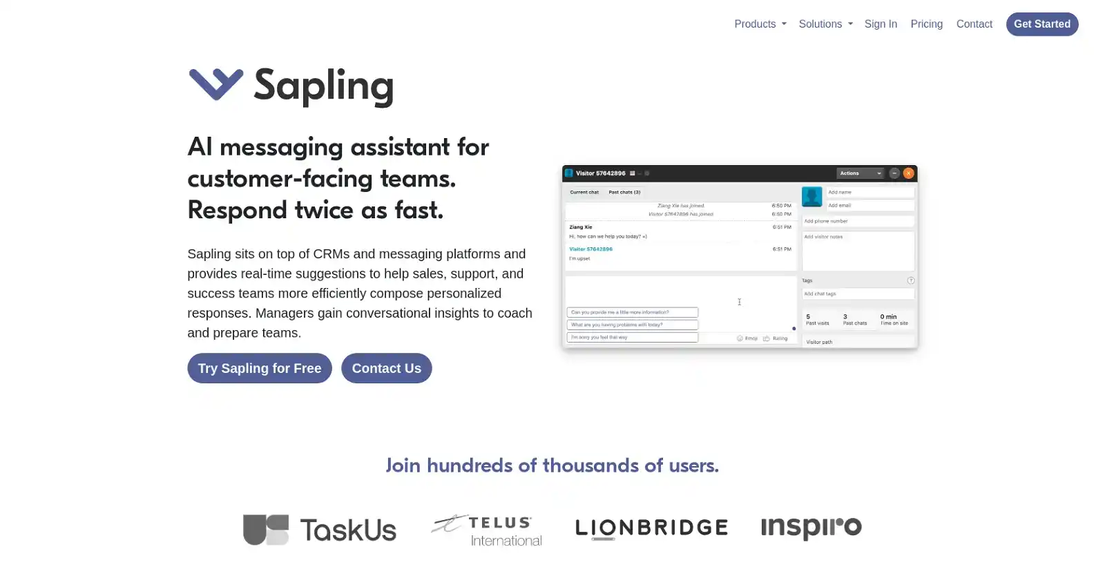 Sapling | Best Customer support AI Tool