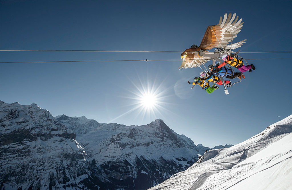 Ziplines, skiing and snow action in Switzerland (yep, even for over 60s)