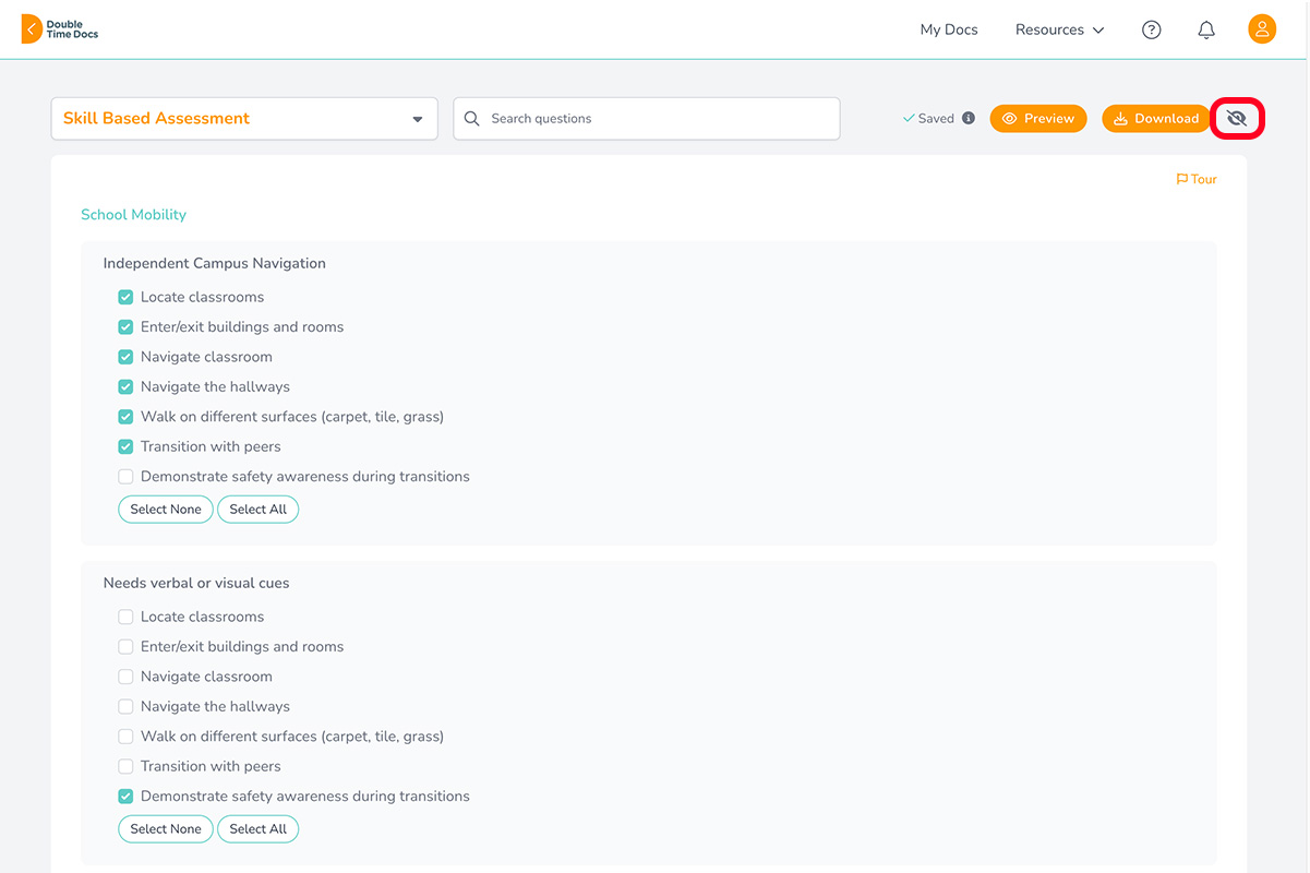Double Time Docs - FAQ - How can I hide questions I don't use, in order to customize my ...