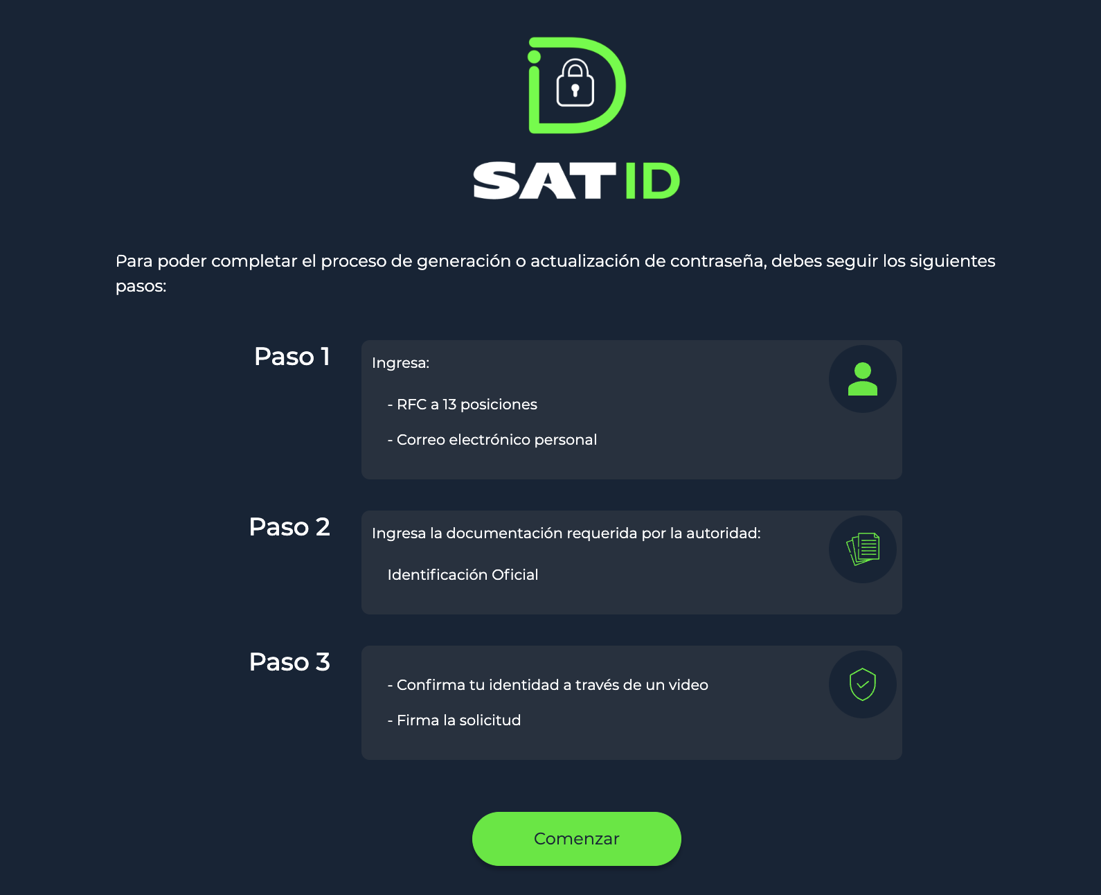 Obtén tu contraseña SAT a través de SAT ID