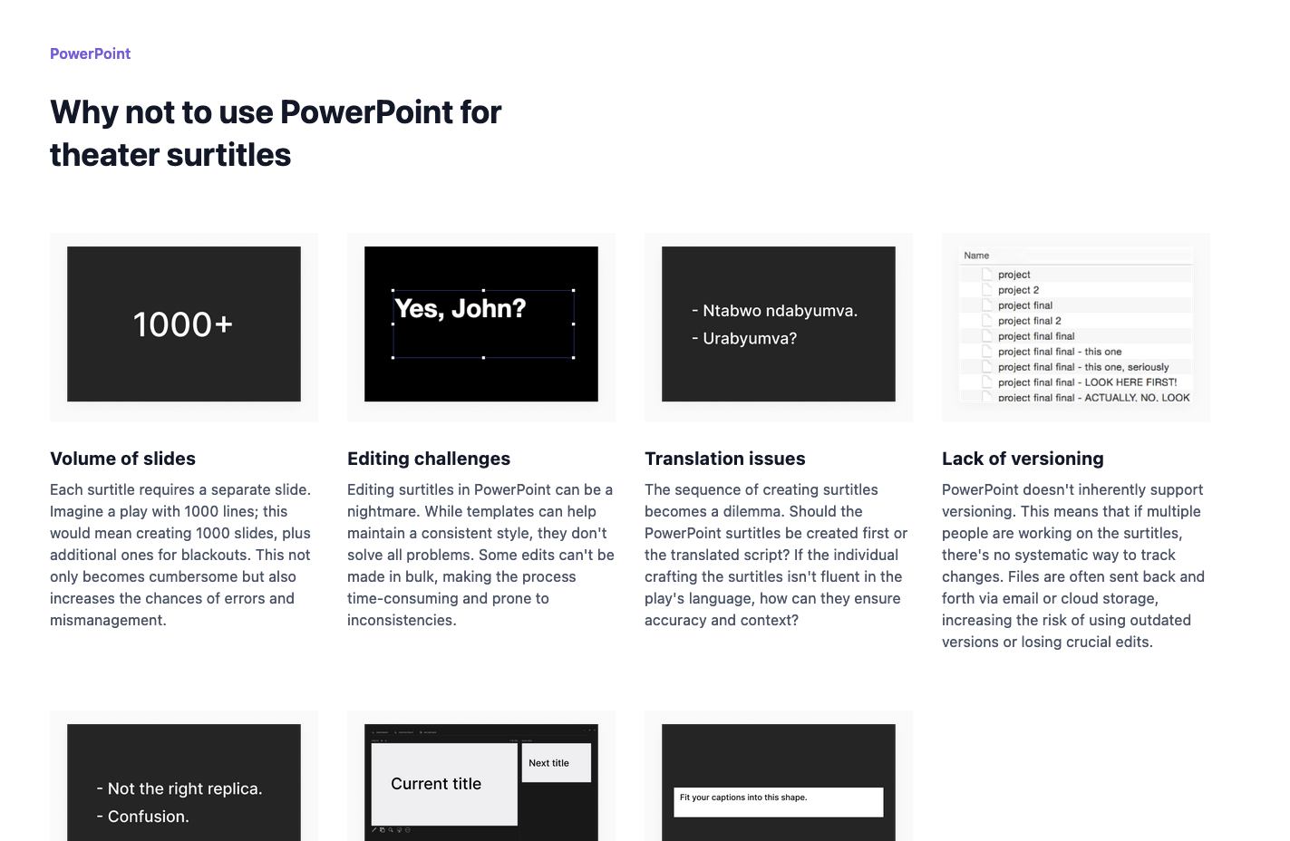Challenges of Using PowerPoint for Theater Surtitles | Captitles