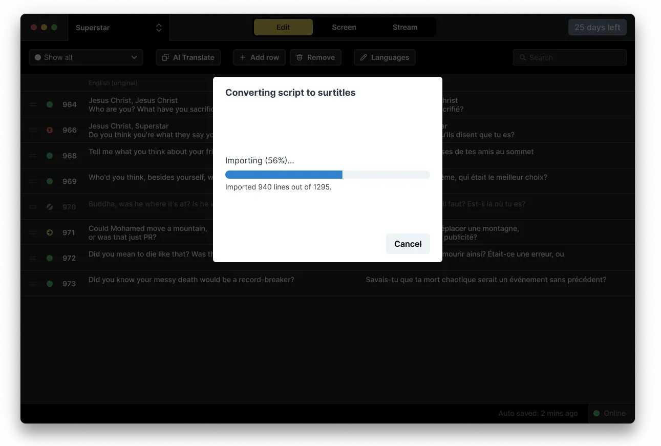 AI-Powered Script-to-Surtitles Conversion Tool | Captitles