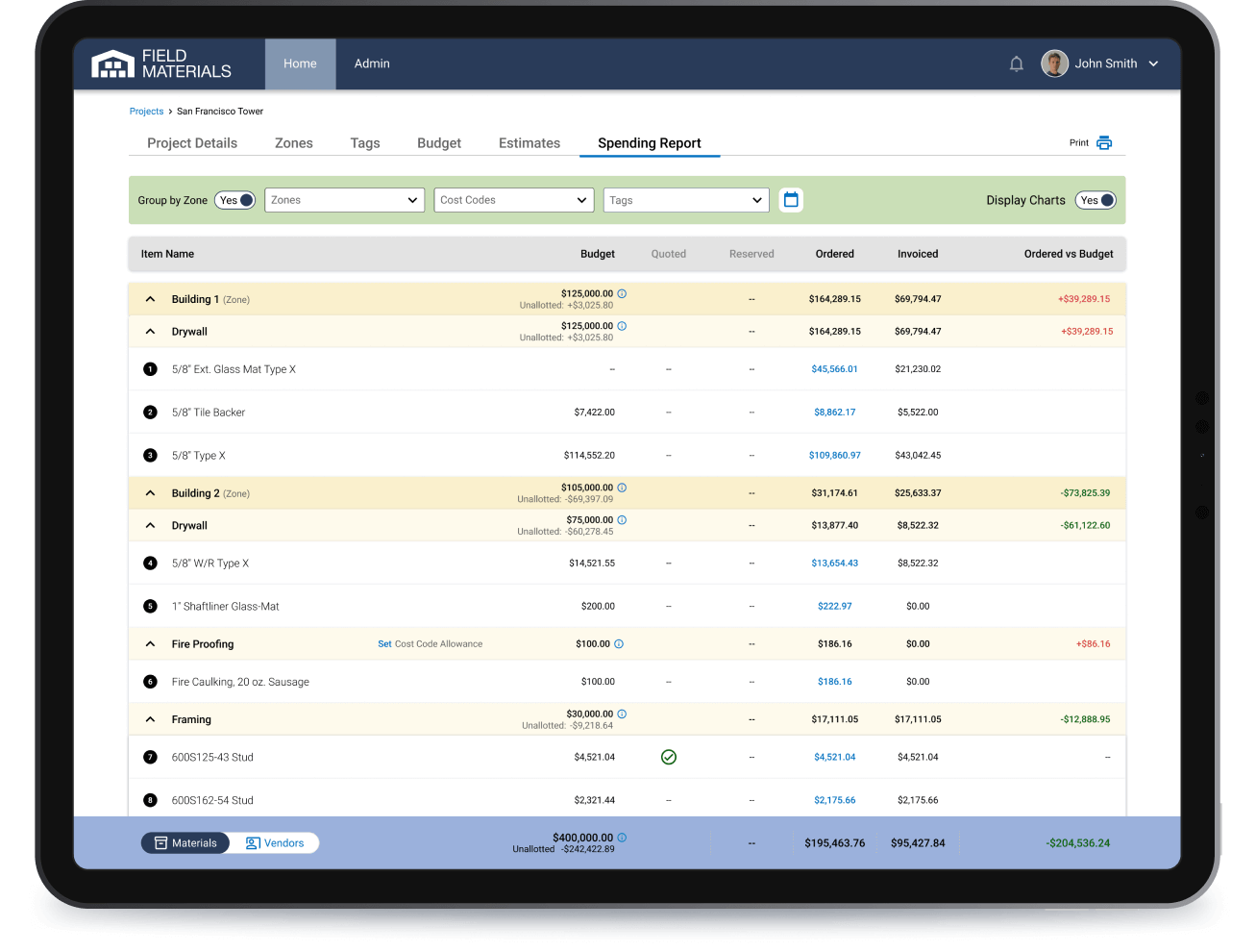 Field Materials: AI platform for contractors to control and verify spending