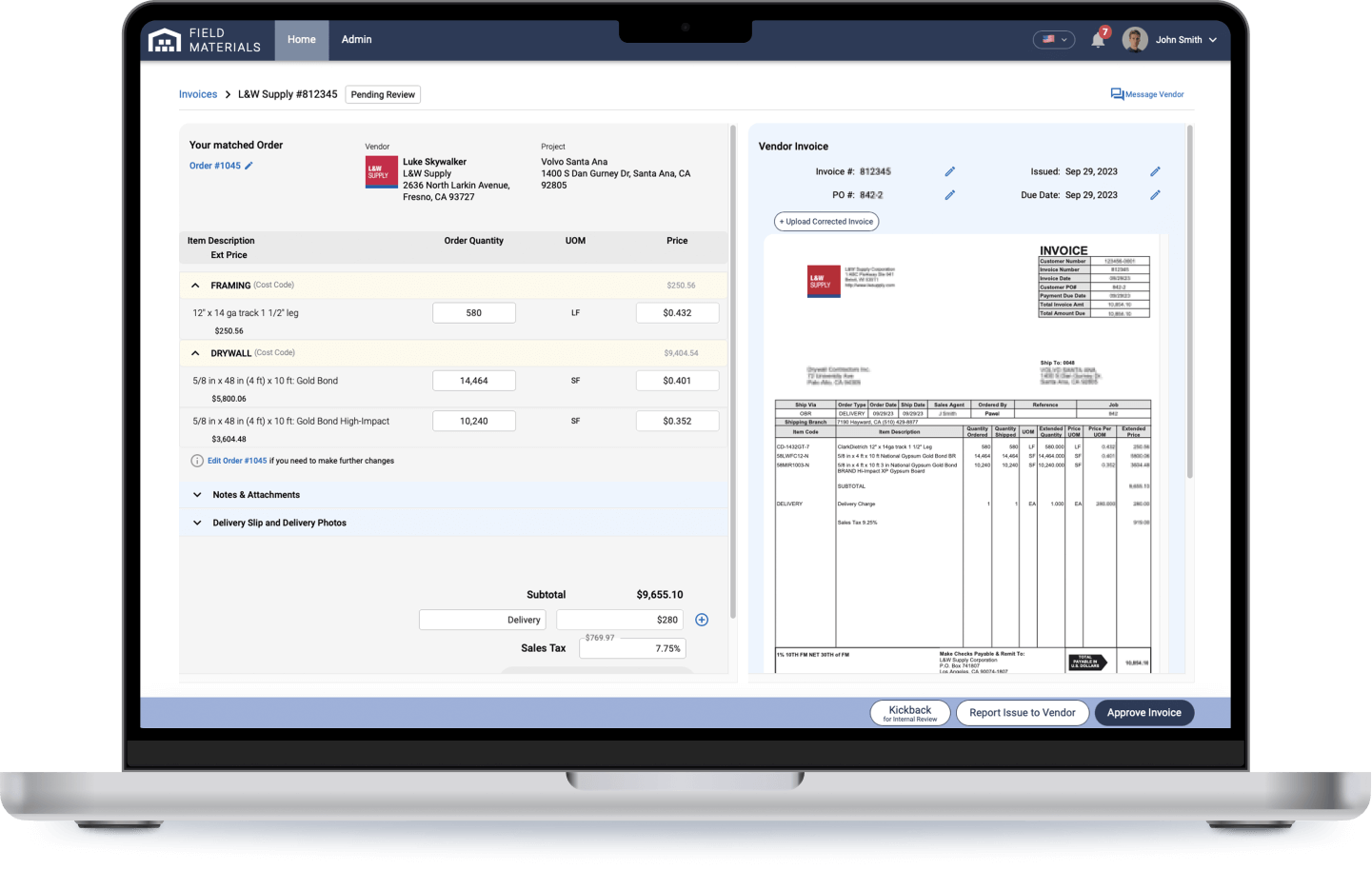 Field Materials: AI platform for contractors to control and verify spending