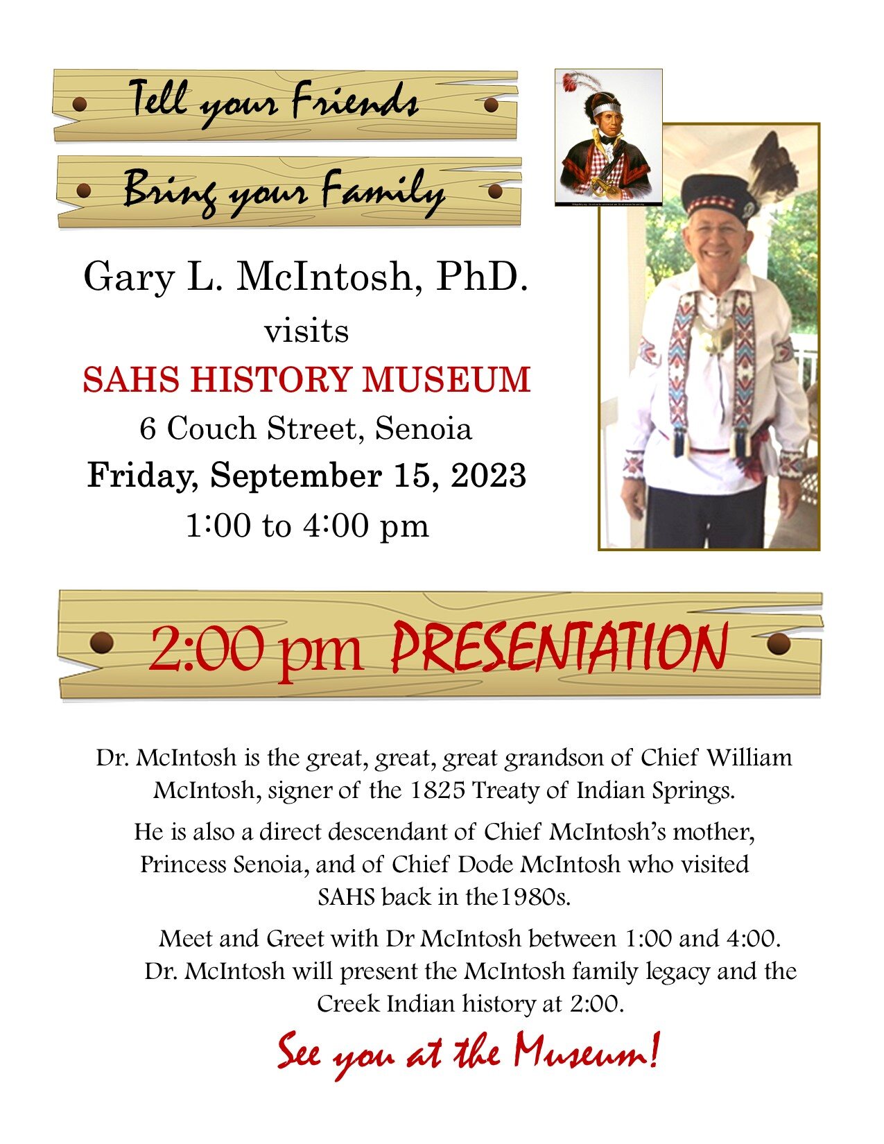 Dr. McIntosh Visits SAHS | The Senoia Area Historical Society - SAHS News