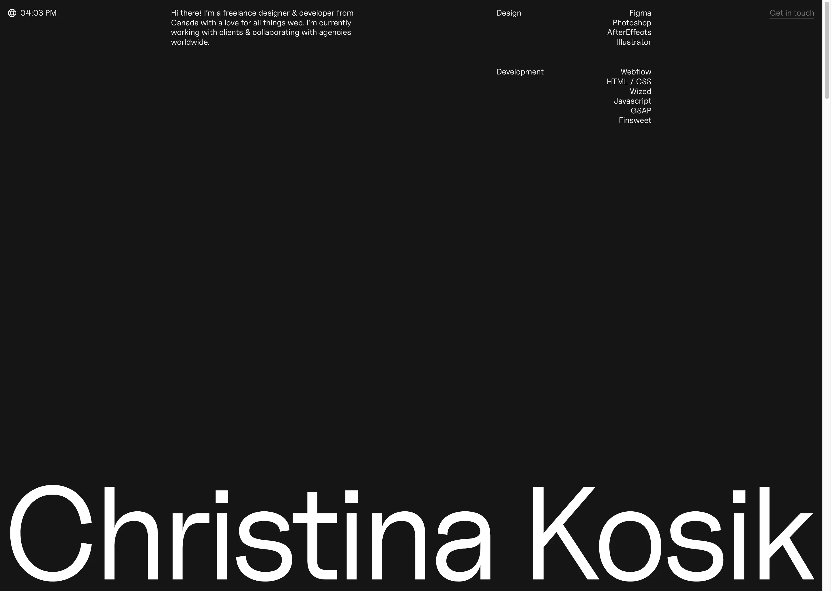Site Webflow christina kosik portfolio | ScrapFLow