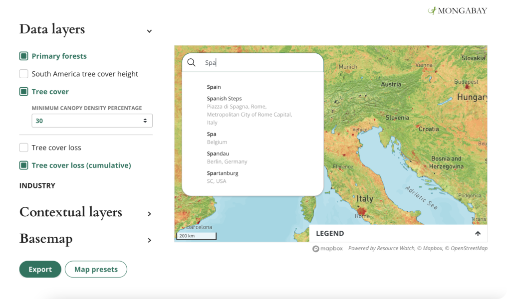 Mongabay Data Journalism Tools.