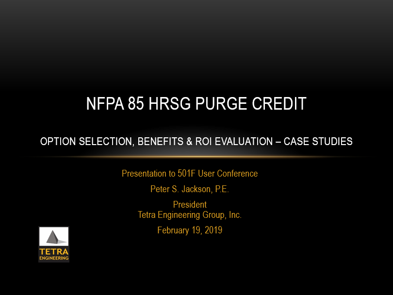 Startup Purge Credit Assessment | Tetra Engineering