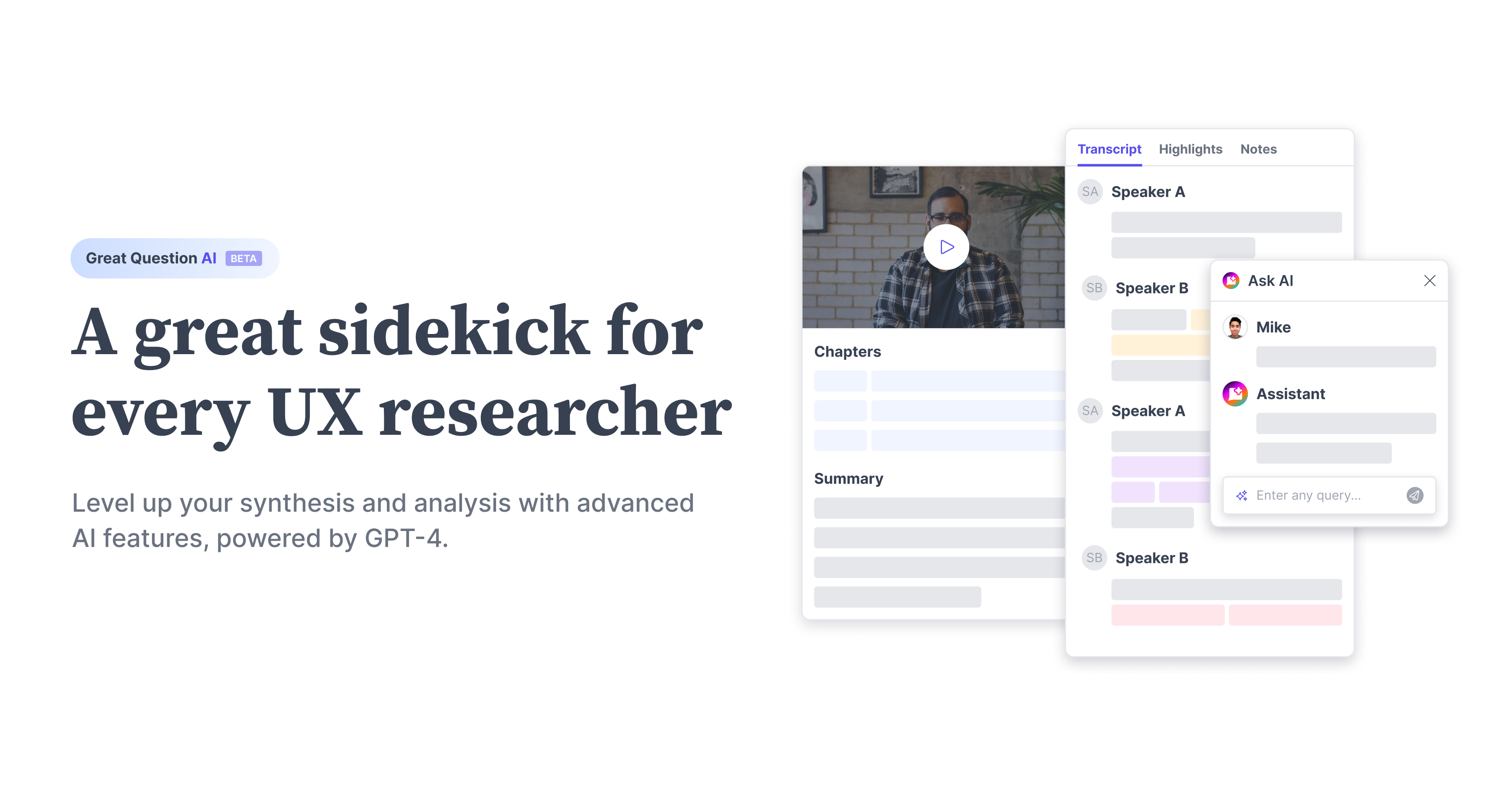 Great Question AI: The AI Sidekick for UX Researchers
