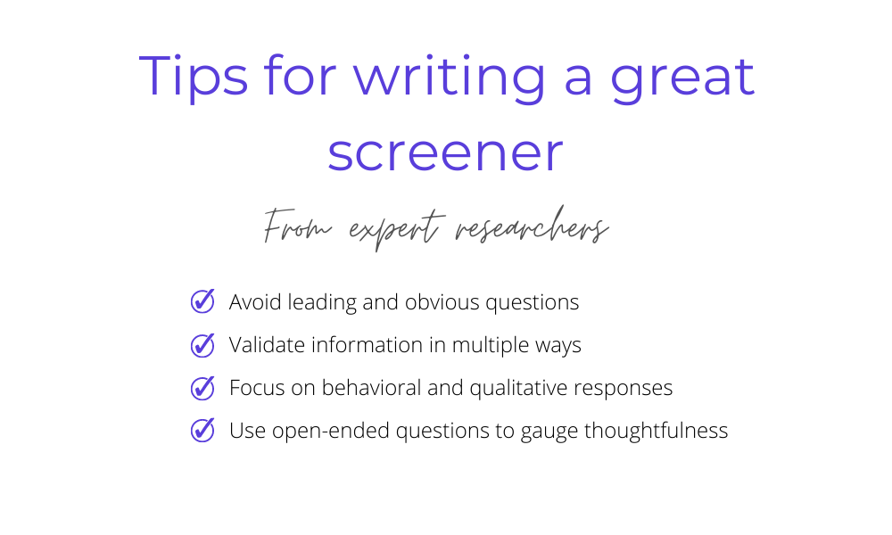 How to write great screener surveys for UX research | Great Question