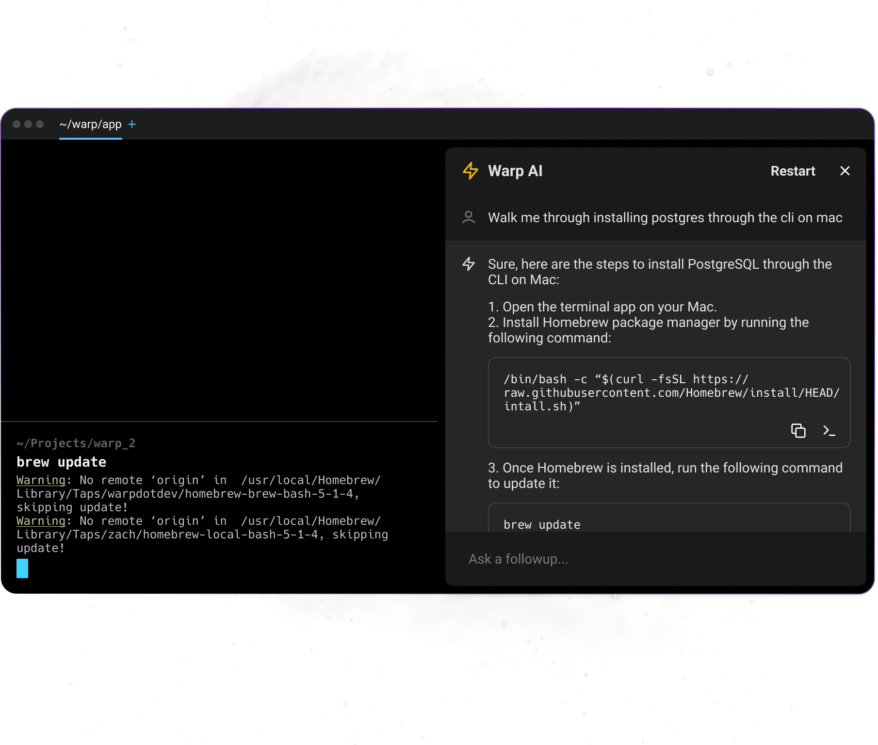 Warp AI - AI fully integrated with your terminal