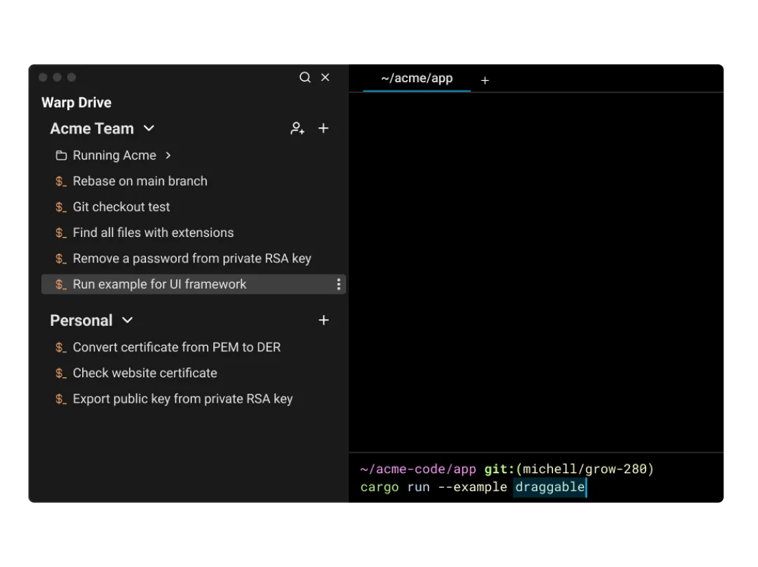 Warp Drive: Keep notebooks and workflows in your terminal