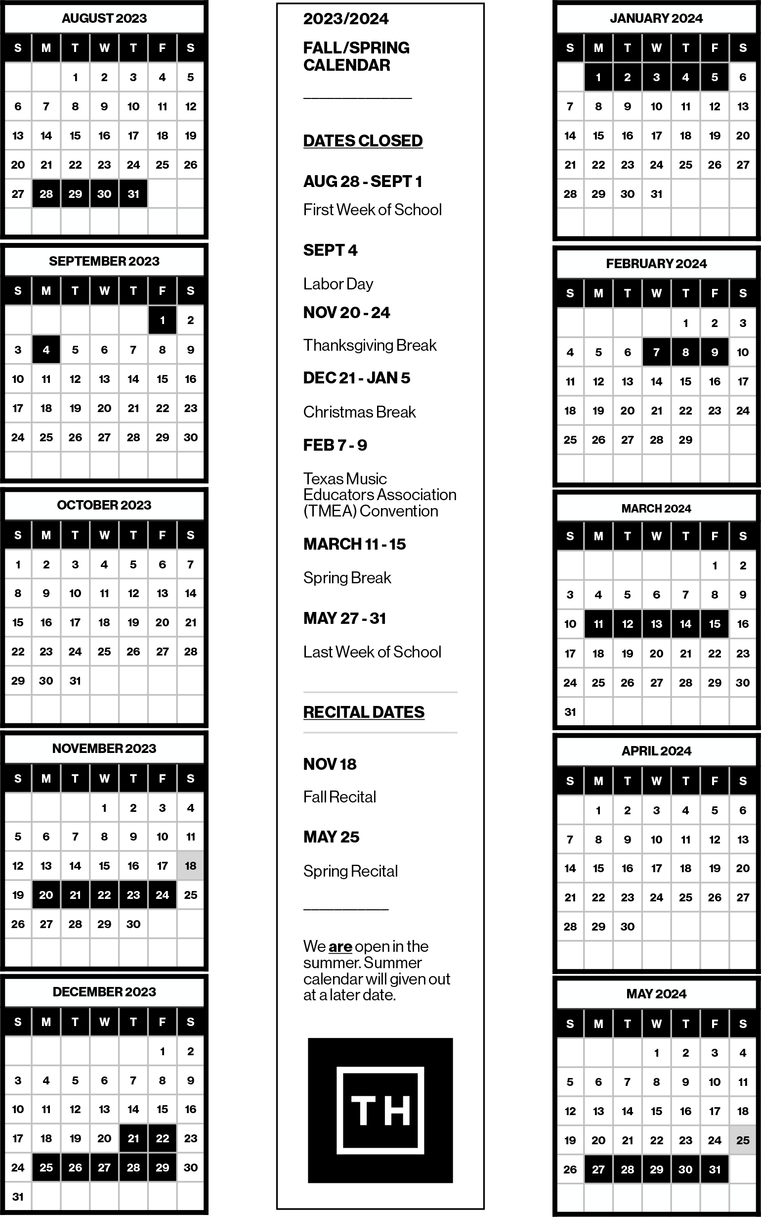 The Talent House | Calendar