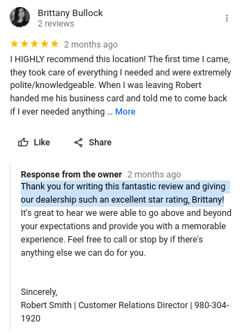 Thank You for Your Review Template For Responding To Feedback