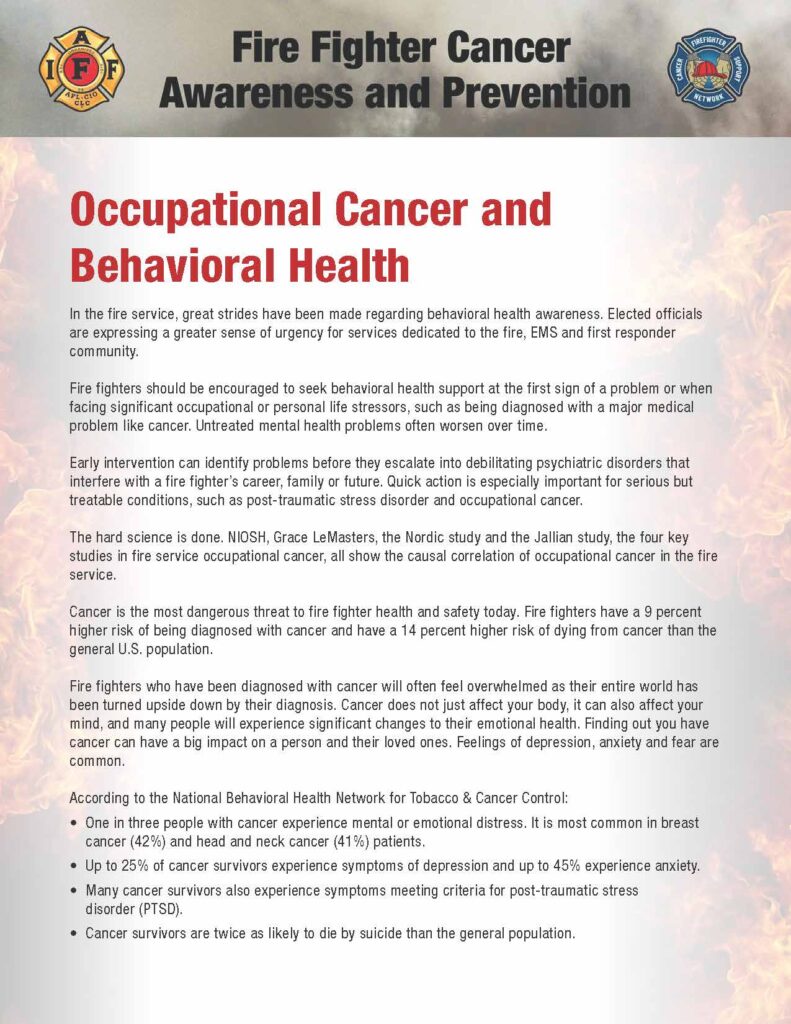 Factsheets - Firefighter Cancer Support Network