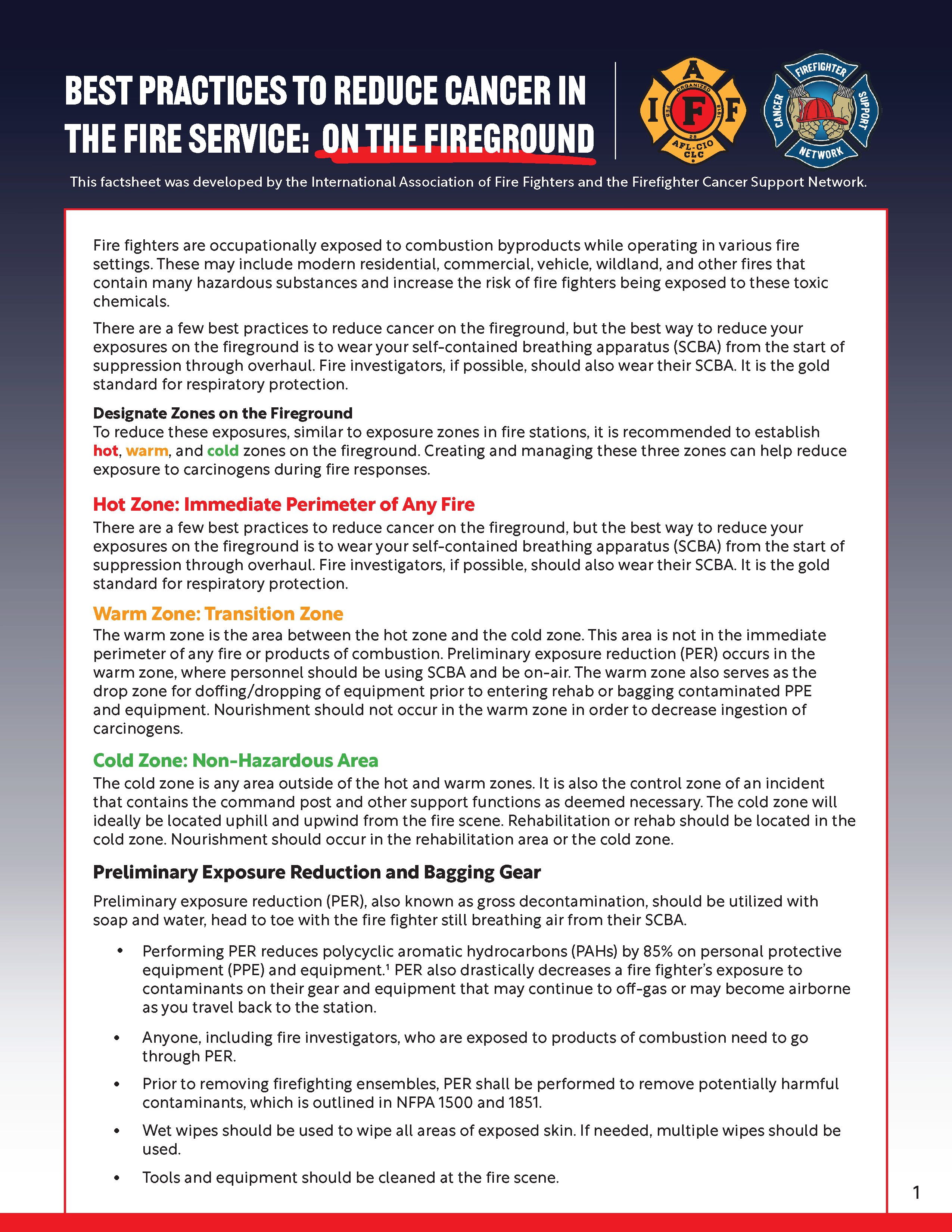 Factsheets - Firefighter Cancer Support Network