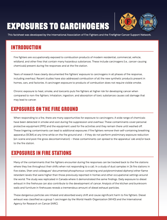 Factsheets - Firefighter Cancer Support Network