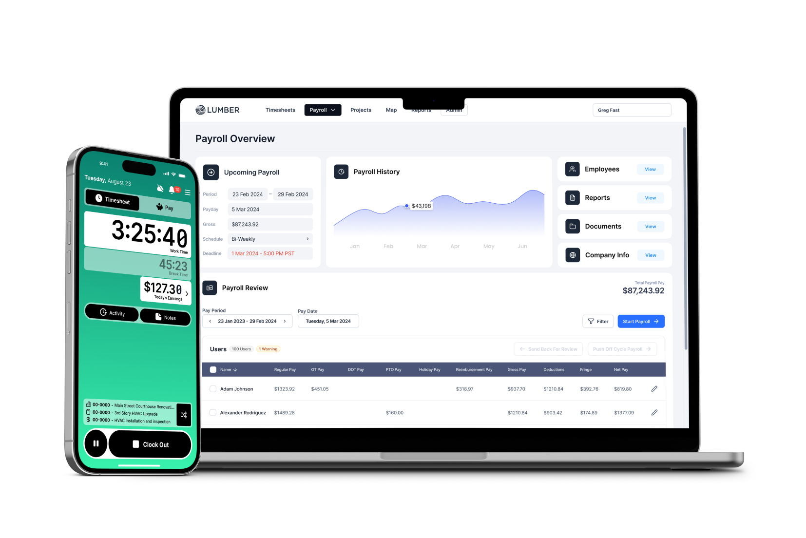 Construction Time Tracking & Payroll Software - Lumber