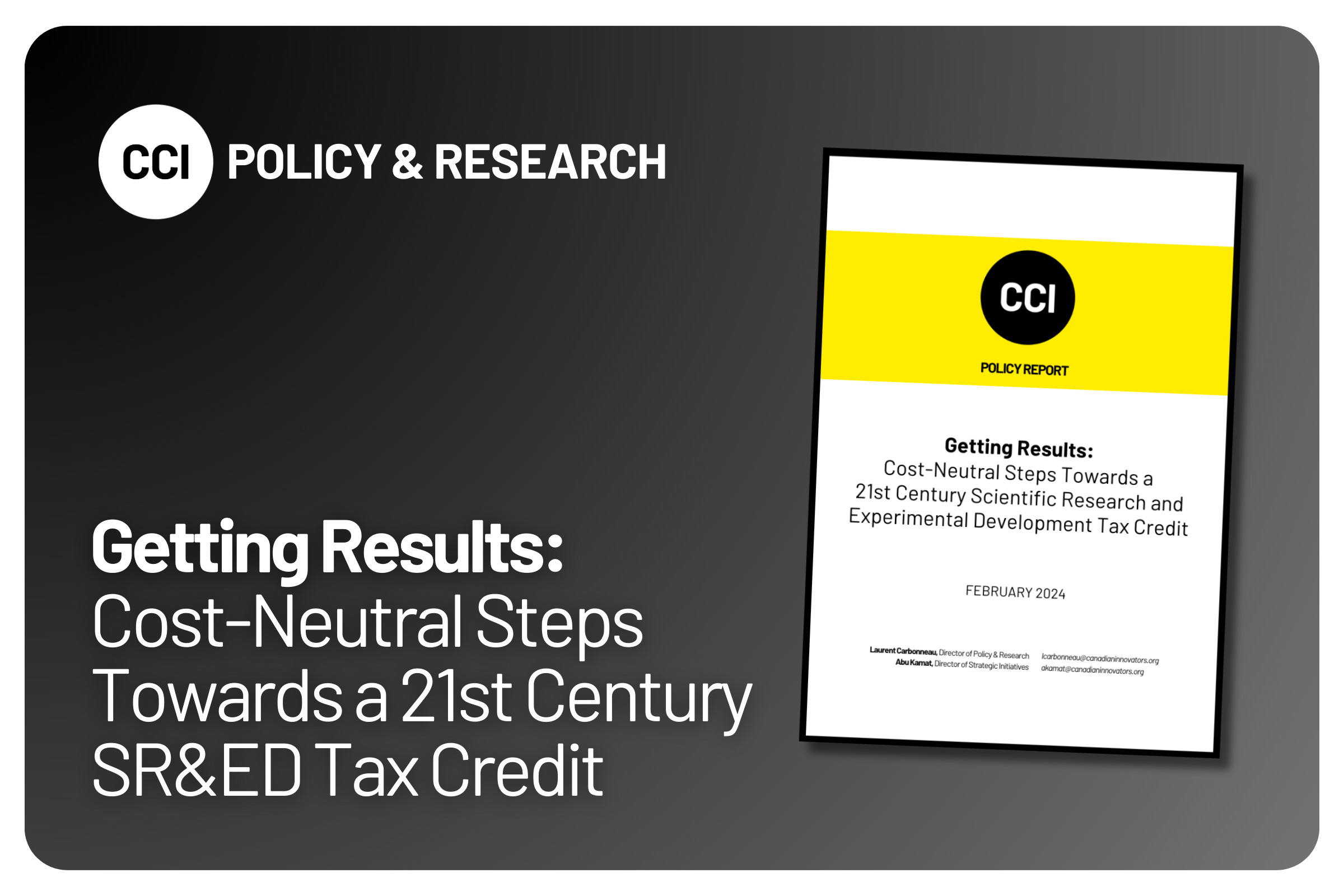 Getting Results: Cost-Neutral Steps Towards a 21st Century SR&ED Tax Credit