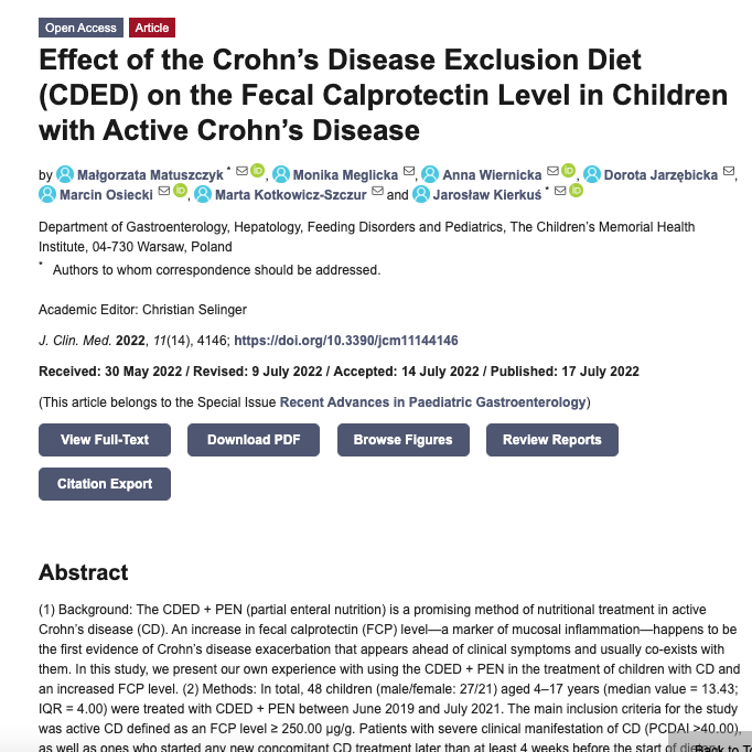 Effect of the Crohn's Disease Exclusion Diet (CDED) on the Fecal ...