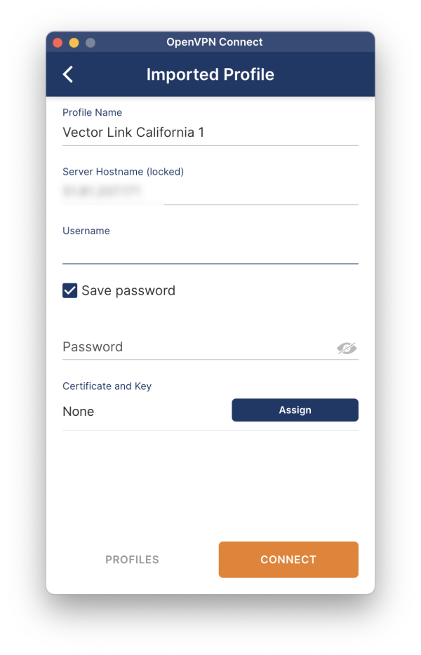 Vector Link - macOS OpenVPN Manual Setup Guide