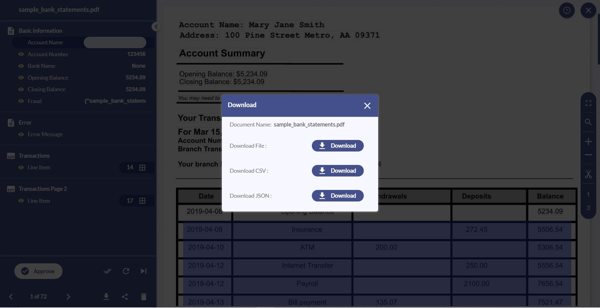 How to convert bank statements to excel using Docsumo?