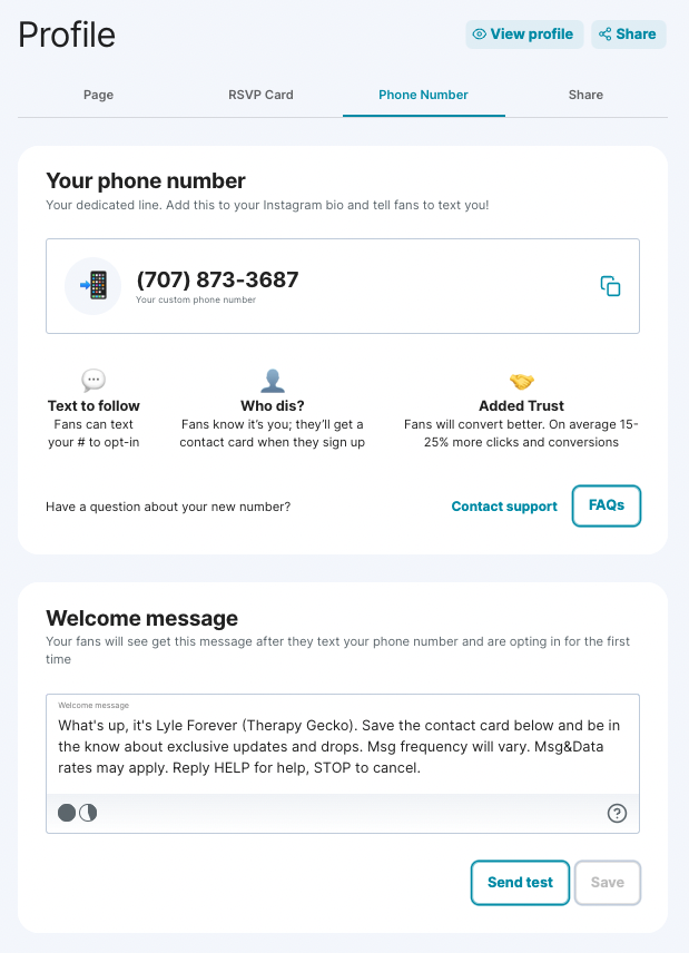 Set Up a Custom Phone Number • Laylo
