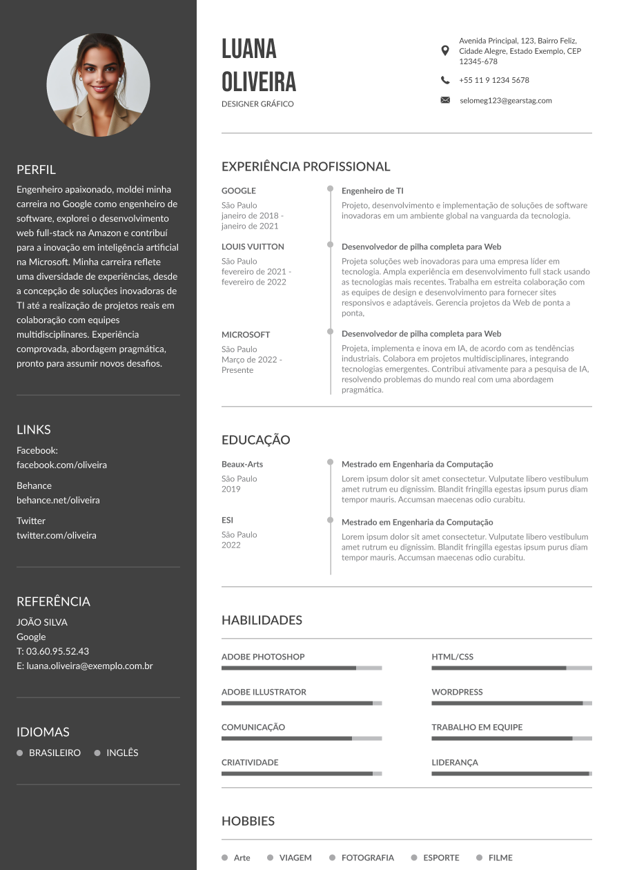 Panduan Menulis CV Menggunakan Templat dalam Bahasa Portugis (Brazil)