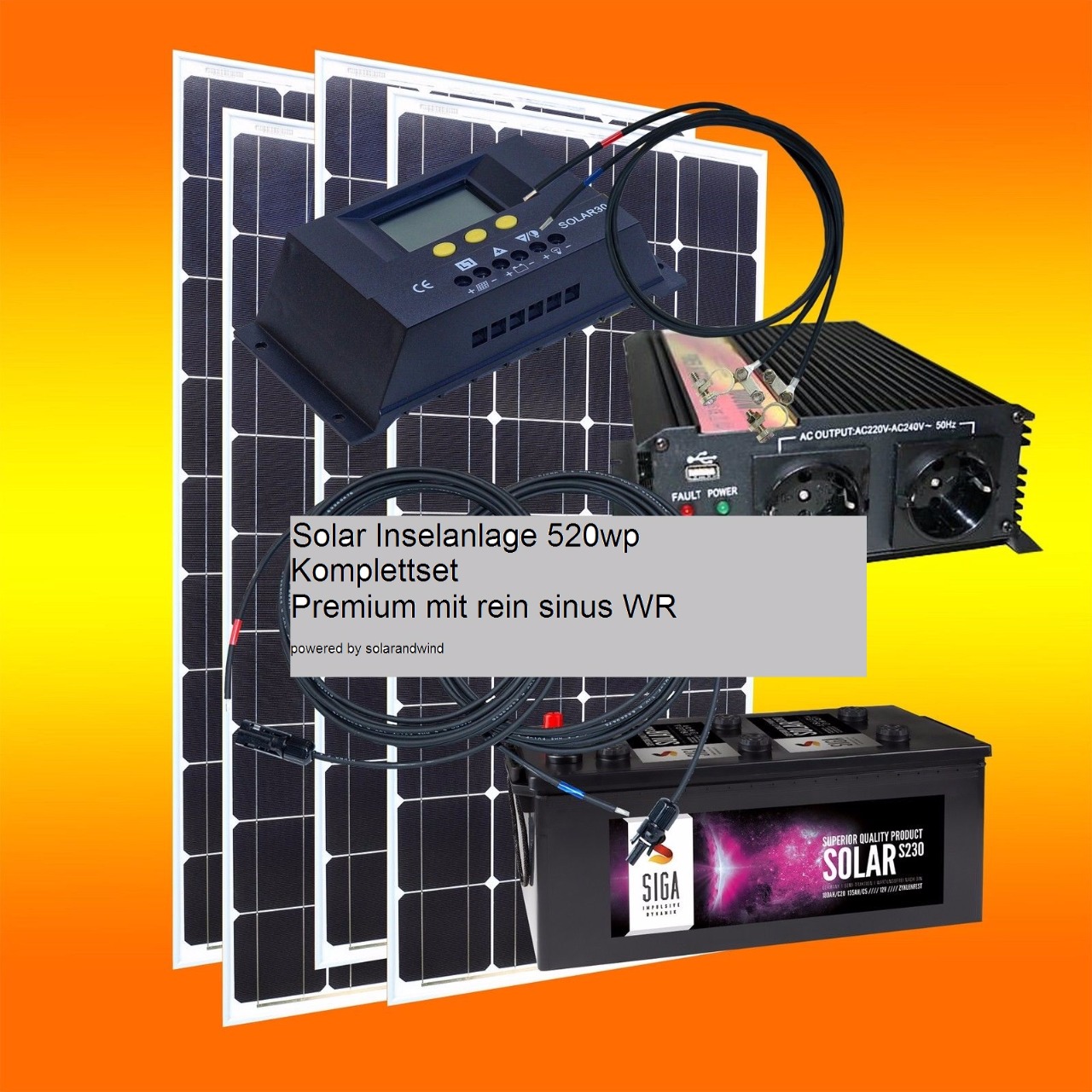 Solar Inselanlage Komplettset 520wp Premium 12V System | Solarandwind Shop