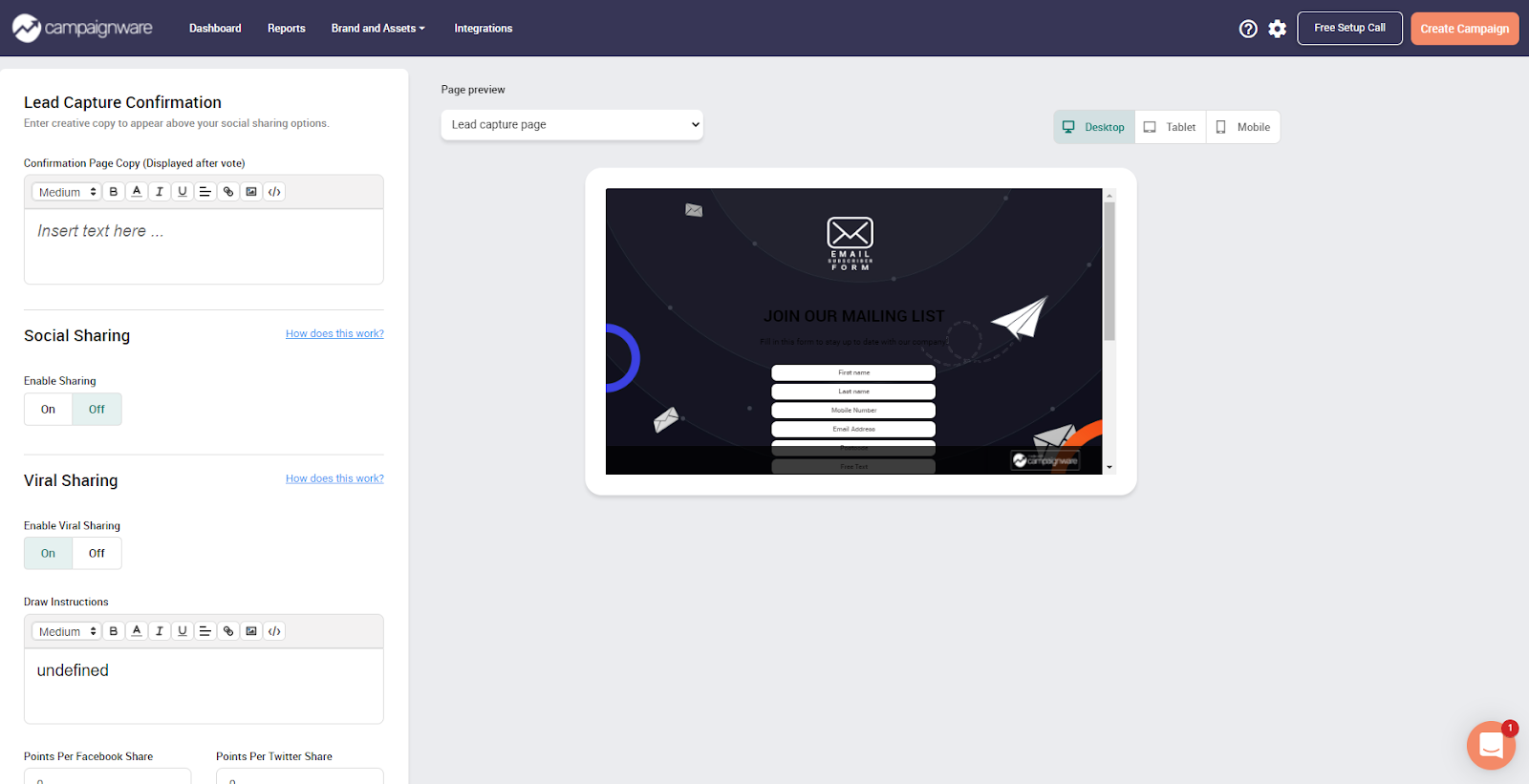 Free Forms: How To Create A Free Form Using Campaignware? | Campaignware