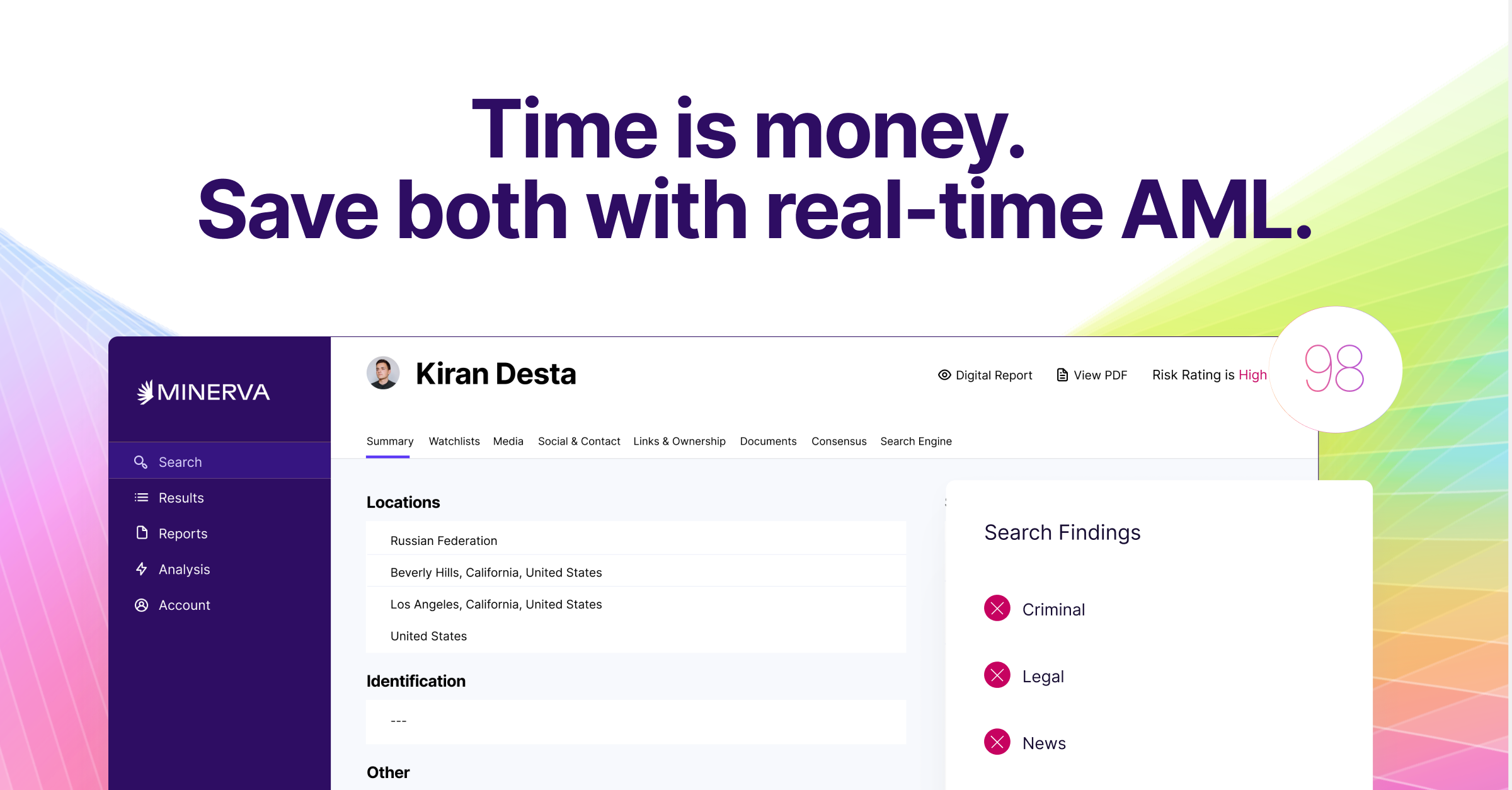 Minerva | Real-Time AML Risk Assessment Platform