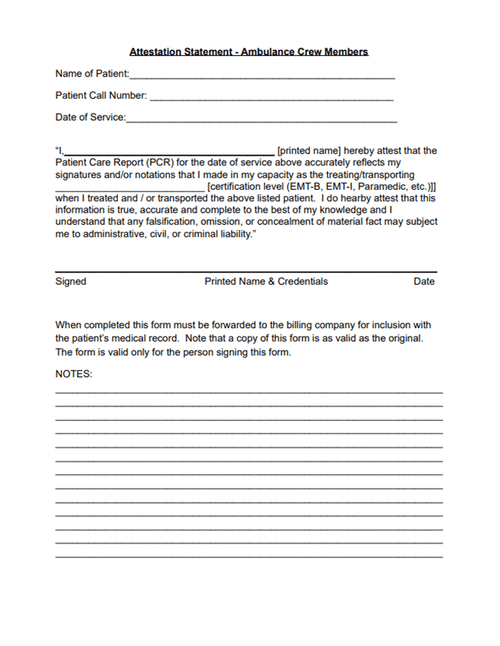 Ambulance & EMS Service Billing | 911 Sample Billing Forms