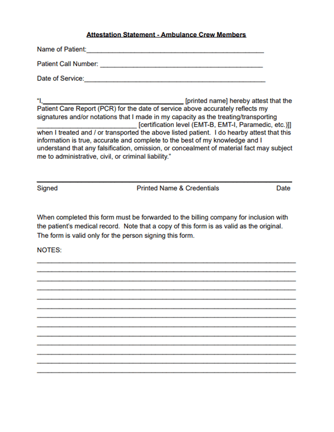 Ambulance & EMS Service Billing | 911 Sample Billing Forms