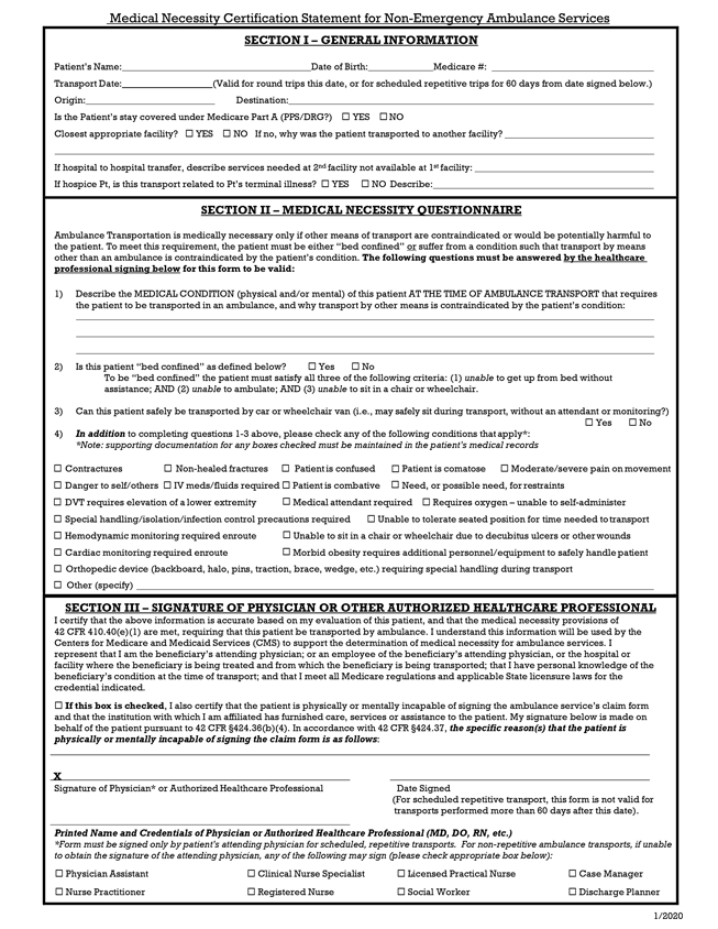 Ambulance & EMS Service Billing | 911 Sample Billing Forms