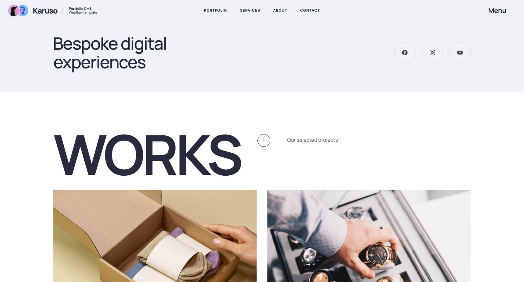 Karuso - Portfolio CMS Webflow template