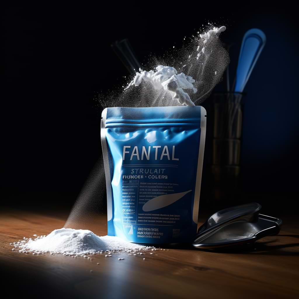 Powder packaged in a sealed plastic bag