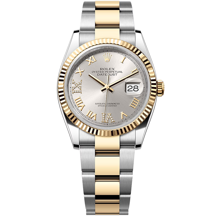Rolex, Datejust 36, 126233, Silver Roman Diamond Dial, Steel & Yellow ...