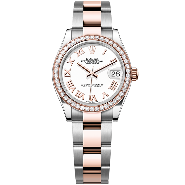 Rolex, Datejust 31, 278381RBR, White Roman Dial, Steel & Rose Gold ...