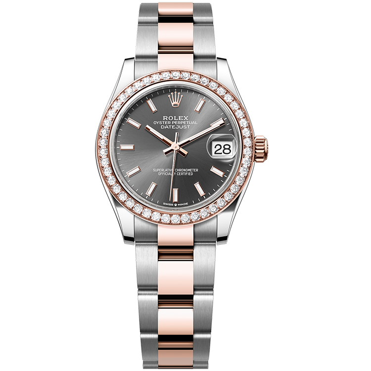 Rolex, Datejust 31, 278381RBR, Rhodium Dial, Steel & Rose Gold, Diamond ...