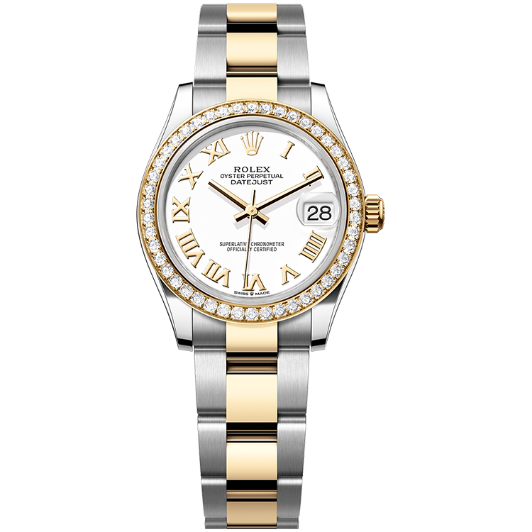 Rolex, Datejust 31, 278383RBR, White Roman Dial, Steel & Yellow Gold ...