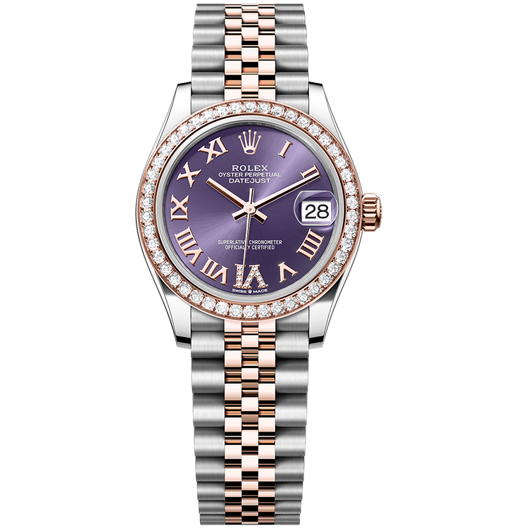 Rolex, Datejust 31, 278381RBR, Purple Roman Diamond Dial, Steel & Rose ...
