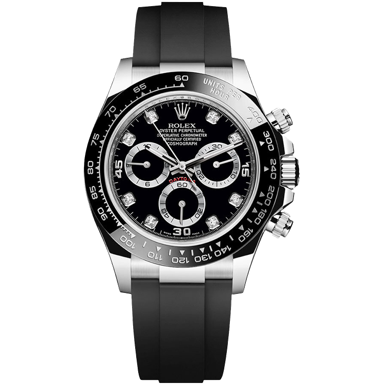 Rolex, Daytona, 116519LN, Black Diamond Dial, Chronograph, White Gold ...