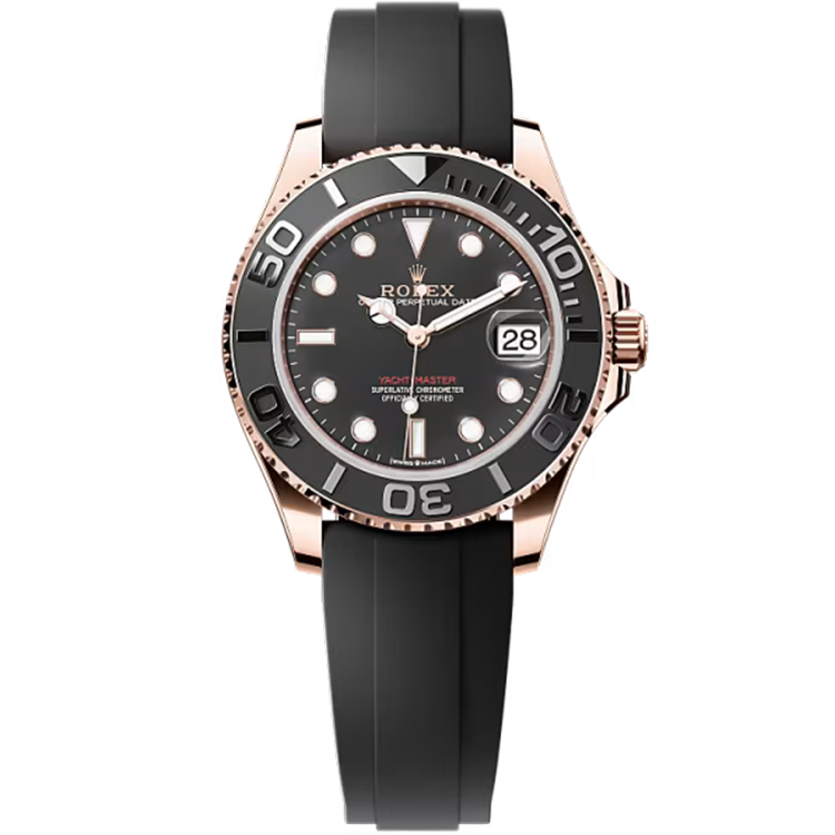 Rolex, Yacht-Master 37, 268655, Black Dial, Rose Gold, Oysterflex ...