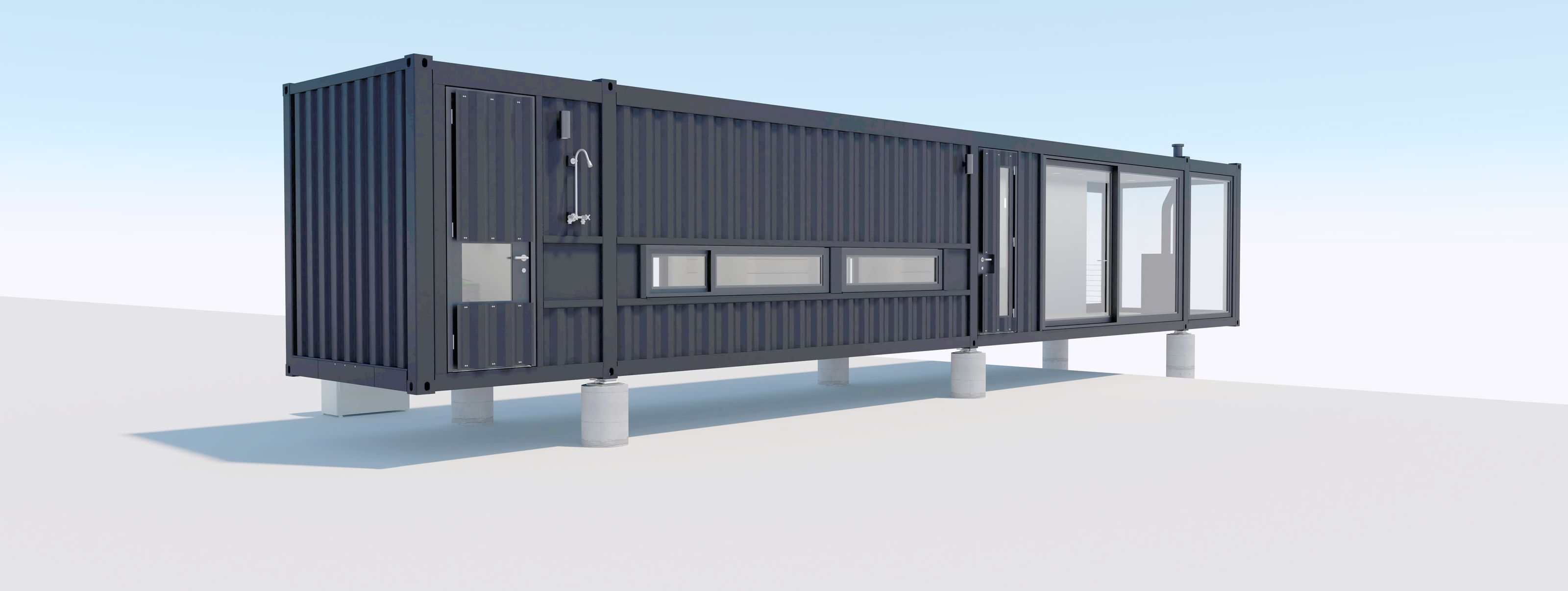 Modular WIP shipping container buildings.