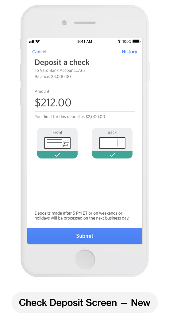 Varo Money: Check Deposit Redesign