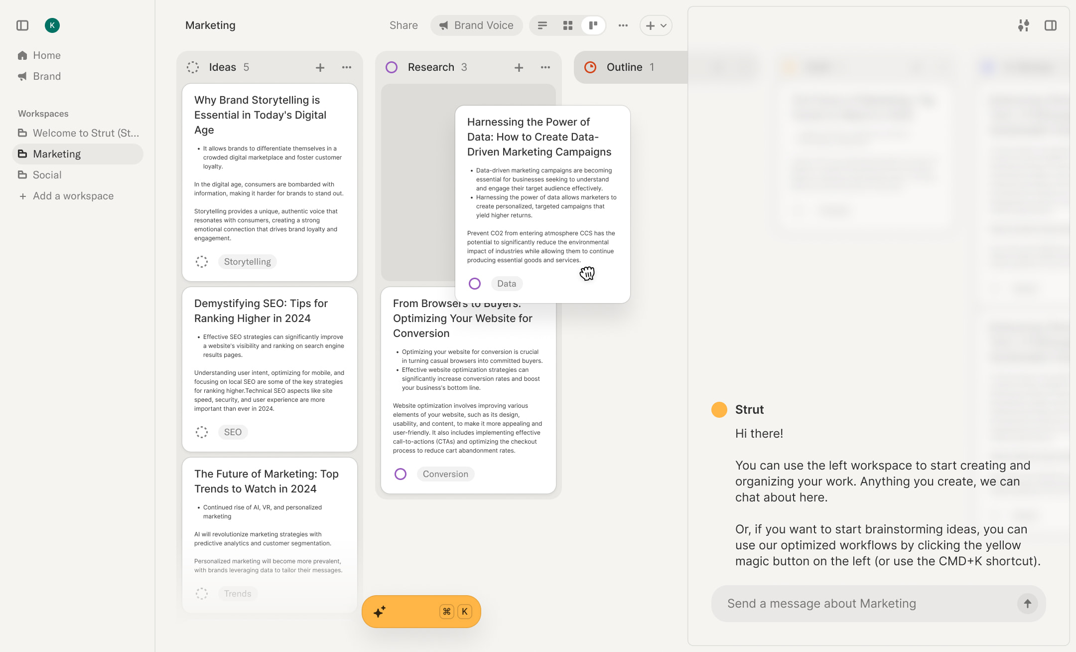 Strut — The all-in-one AI workspace for writing