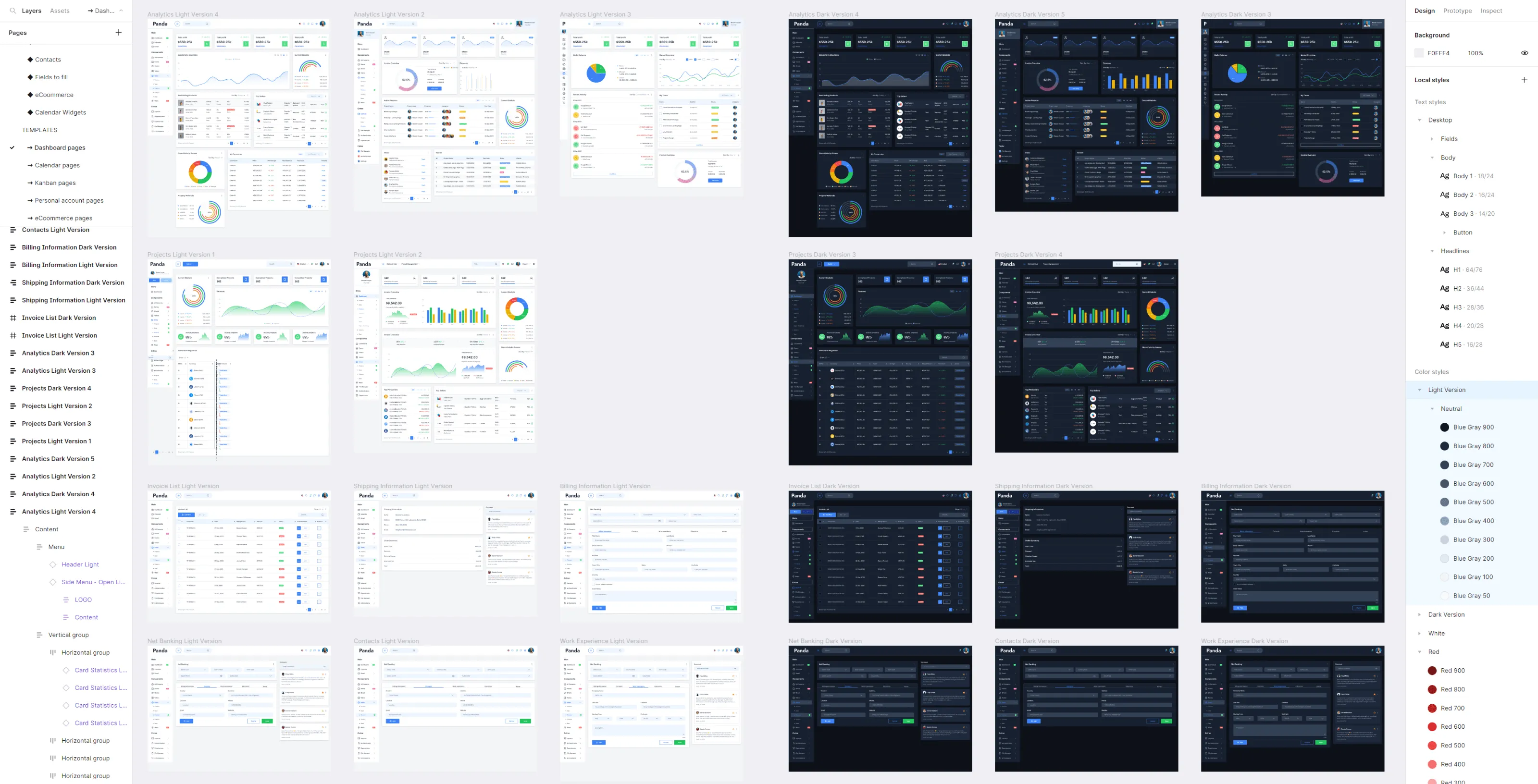 Panda Design System – Figma dashboard, calendar, kanban templates