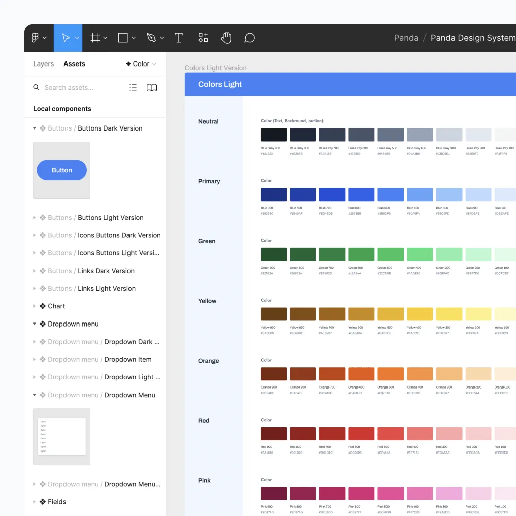 Panda Design System – Figma dashboard, calendar, kanban templates