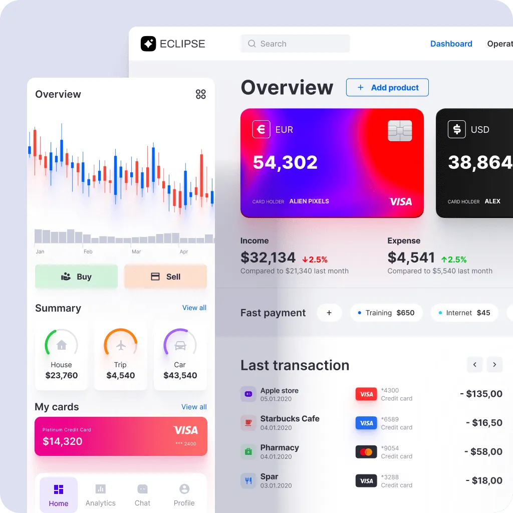 Eclipse UI kit for Figma - desktop & mobile dashboard templates
